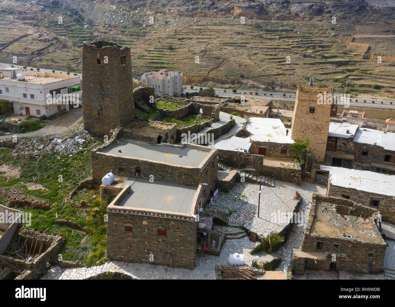 Al-Namas fort aerial view, Al-Bahah region, Altawlah, Saudi Arabia ...