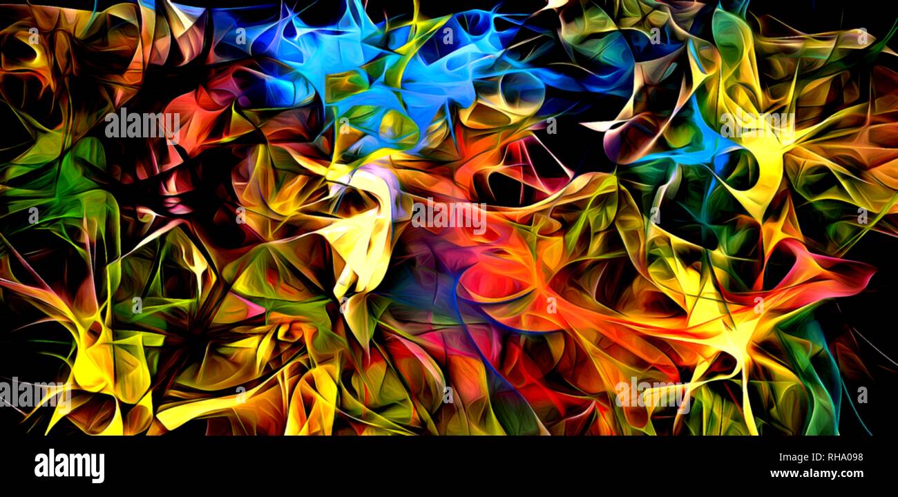 Abstract electrifying lines, smoky fractal pattern, digital ...