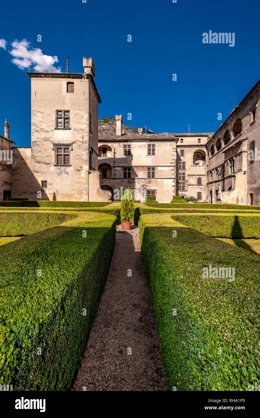 Italy Valle d'Aosta Issogne the Castle Courtyard Stock Photo - Alamy