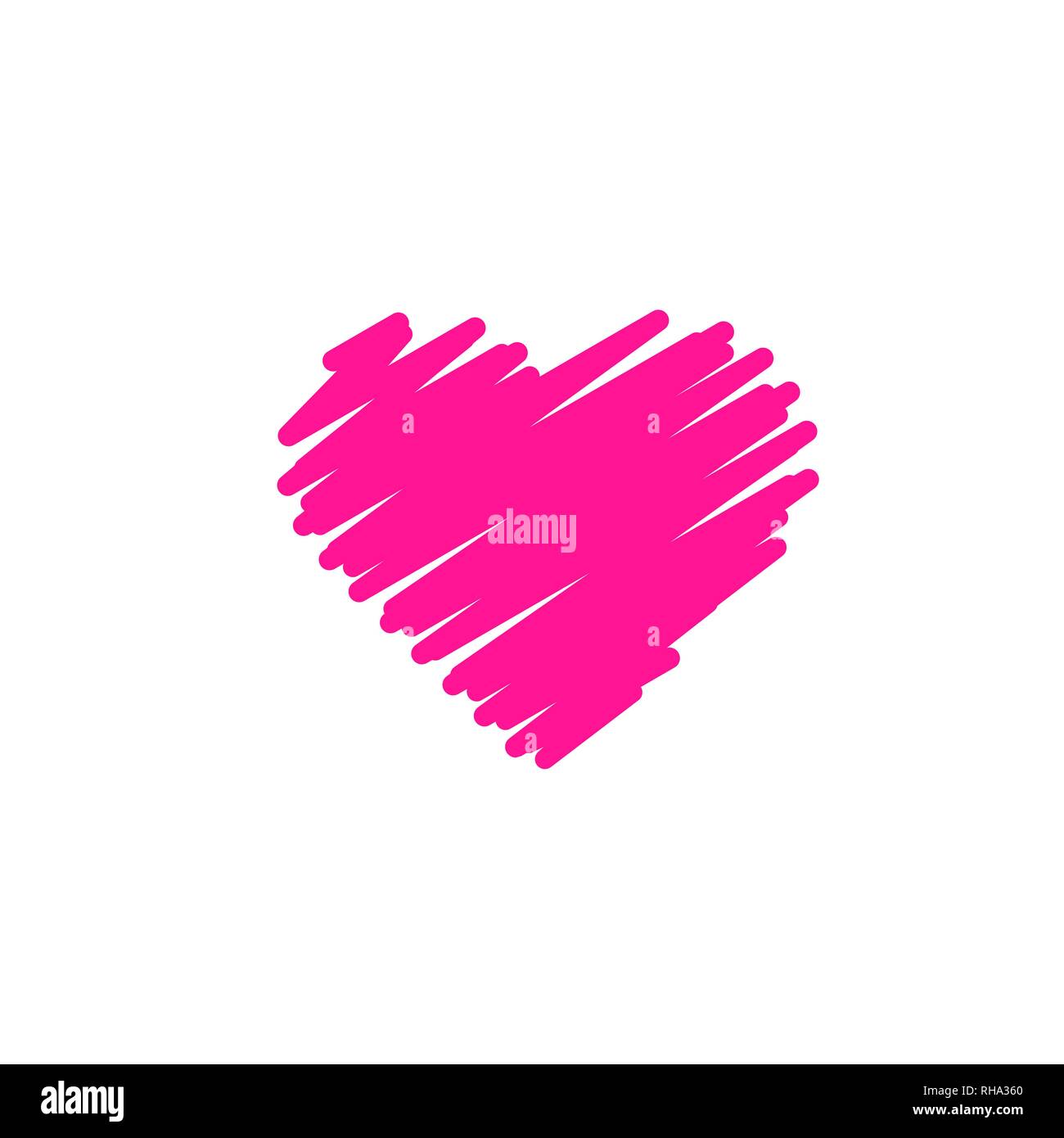 Hand painted red heart, one line. Hand drawing of heart doodle by ...