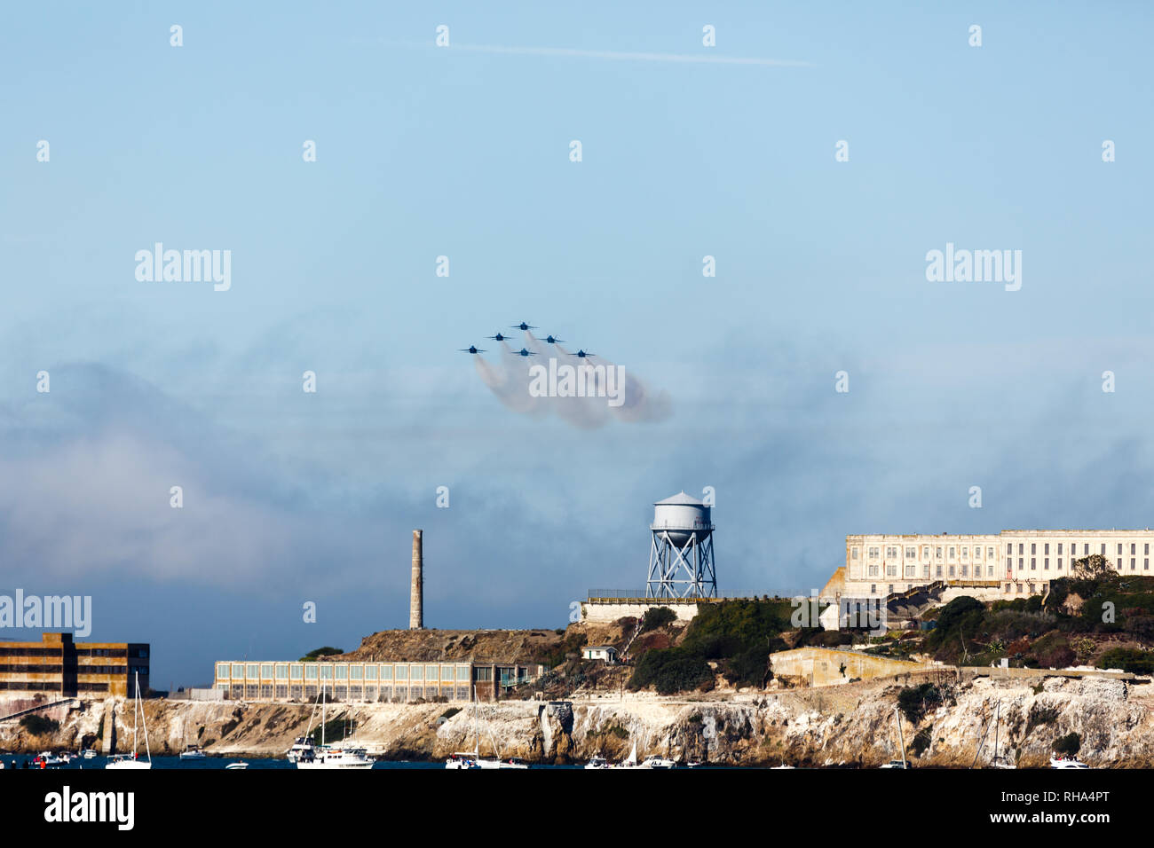 Blue angels approach crowd over Alcatraz island at air show over San ...