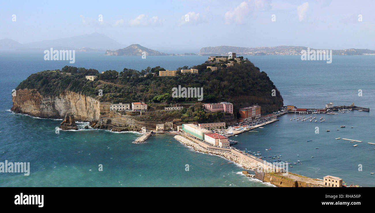 view of the island of Nisida and the neapolitan archipelago and the ...