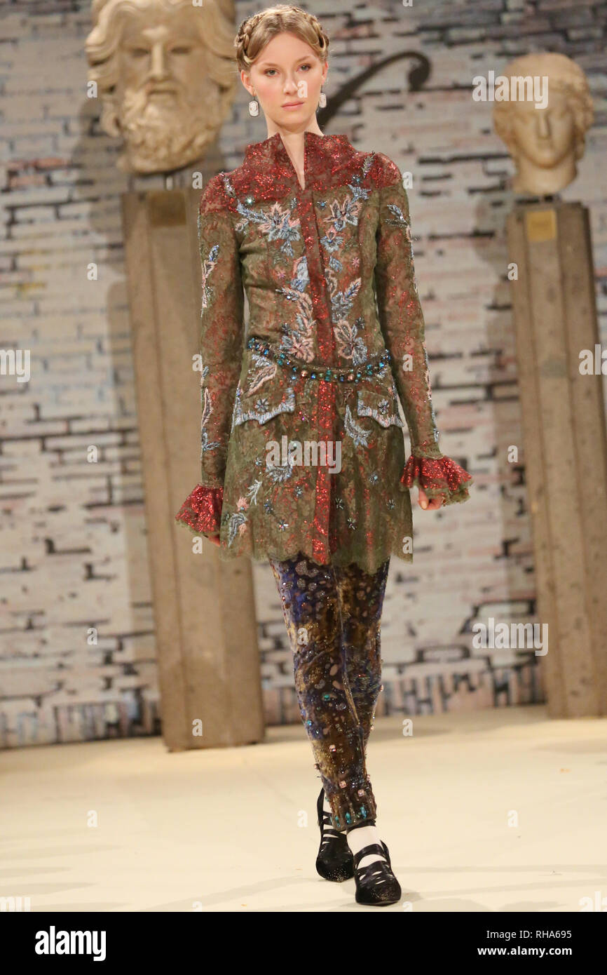 ROME, ITALY - JANUARY 27, 2018: A model walks the runway at the ...