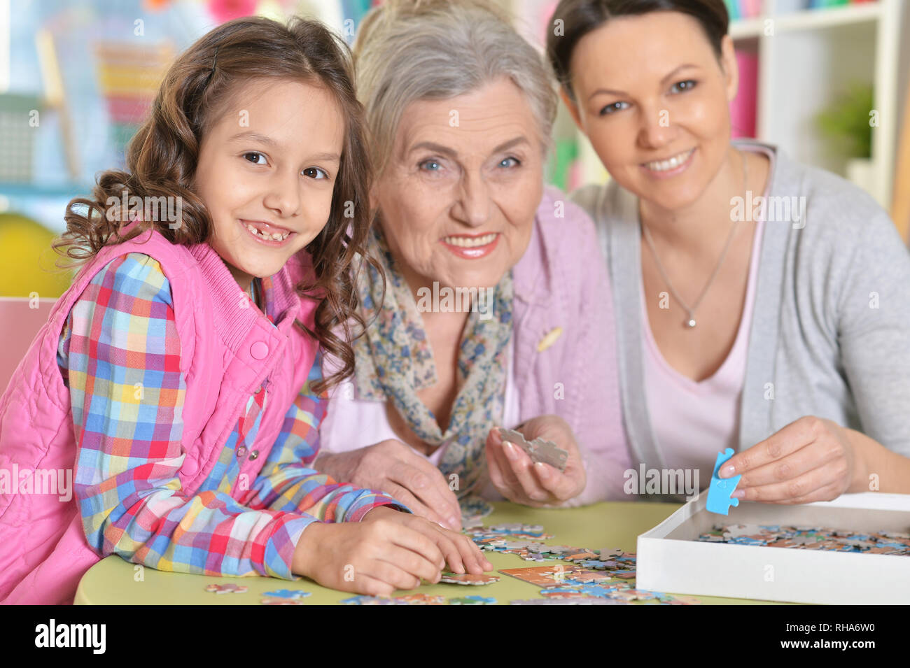Portrait of grandmother with daughter and little granddaughter Stock ...