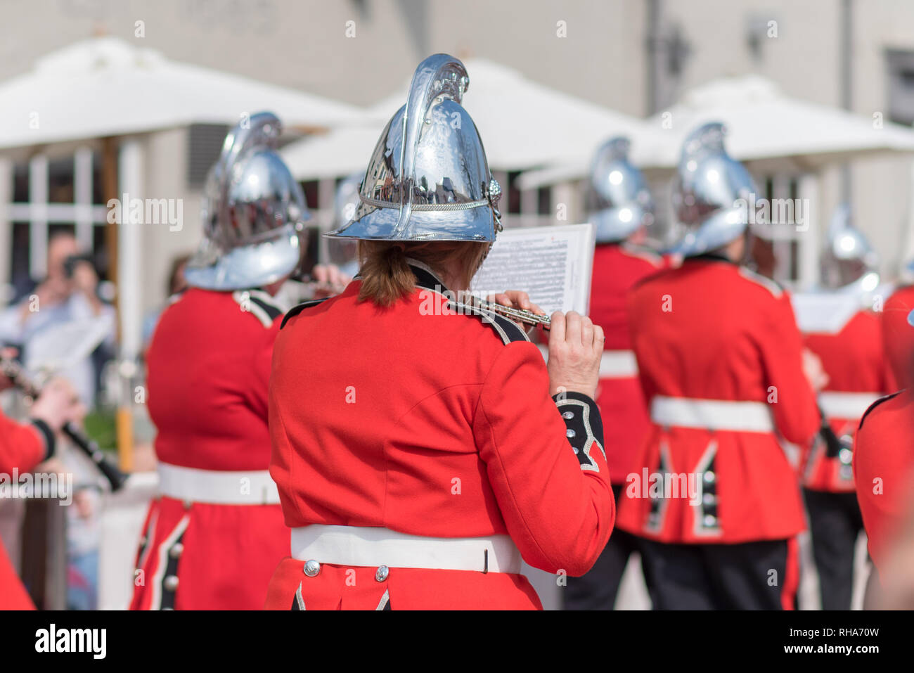 Traditional English military marching band Stock Photo - Alamy