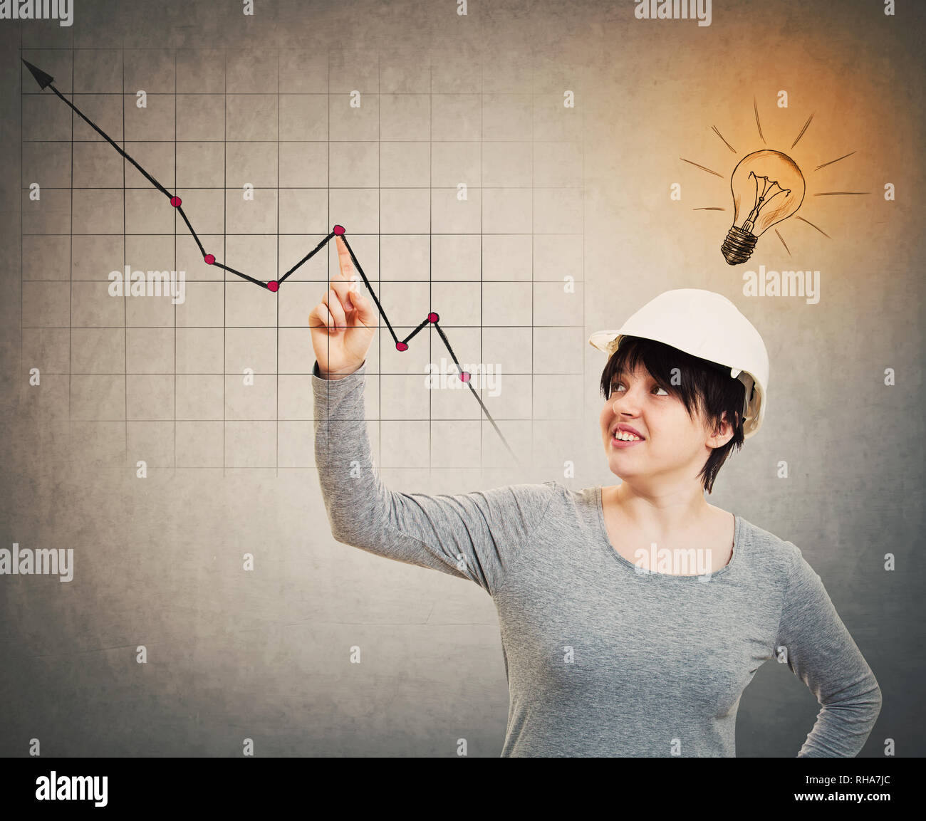 Construction worker pointing up hi-res stock photography and images - Alamy