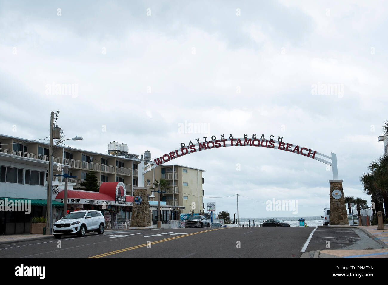Archway sign at the entrance to the beach in Daytona Beach, Florida ...