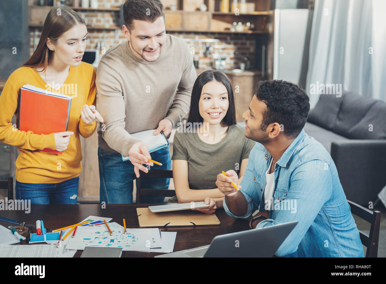 International students preparing project hi-res stock photography and ...