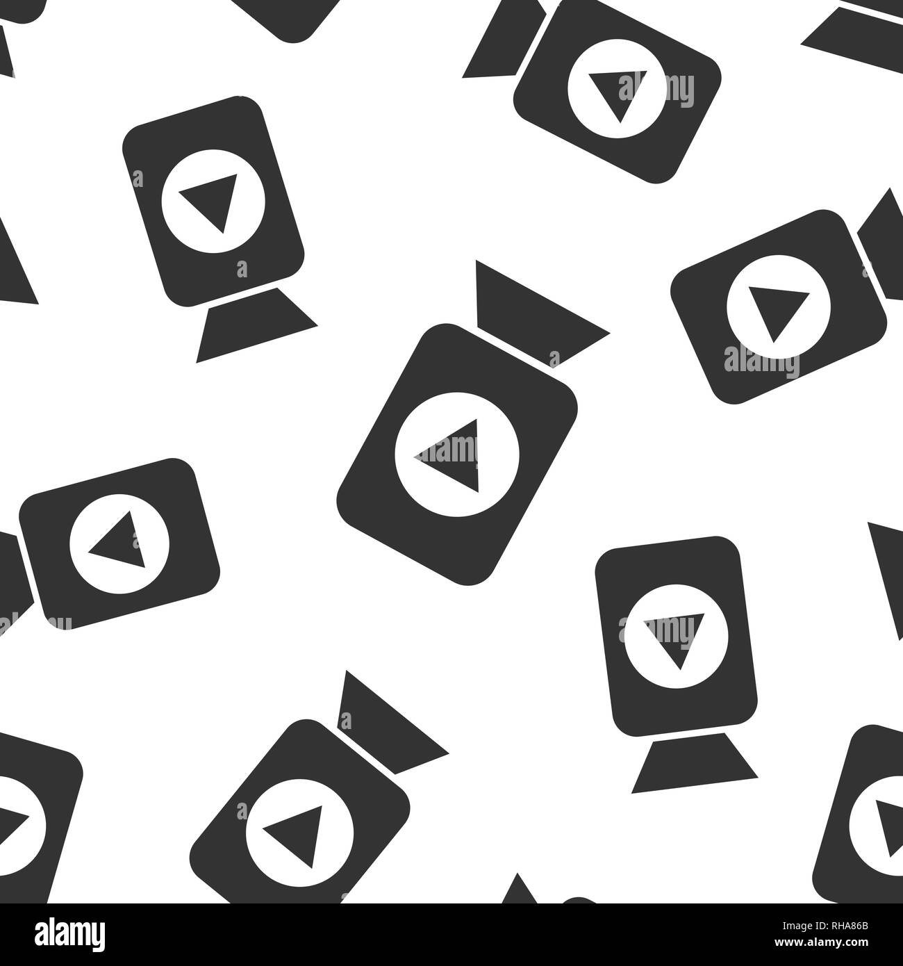 Video camera icon seamless pattern background. Movie play vector ...