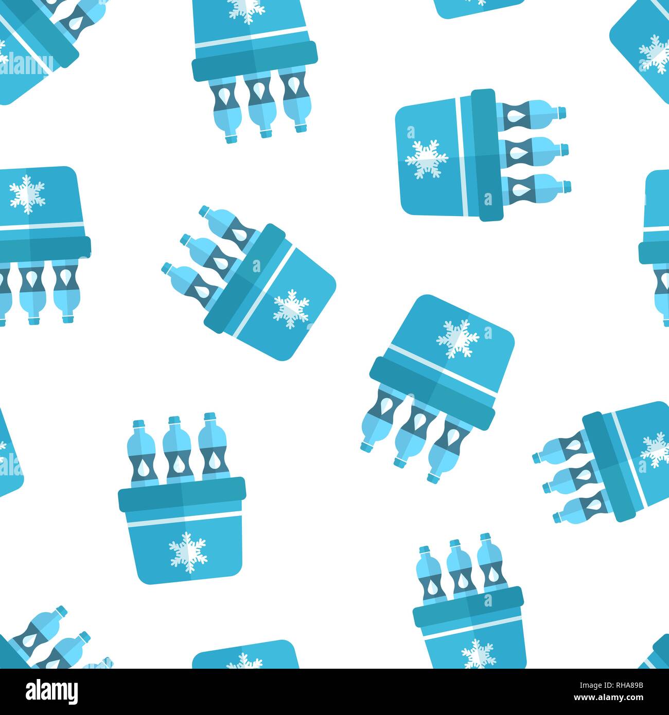 Portable fridge refrigerator with water bottle icon seamless pattern ...