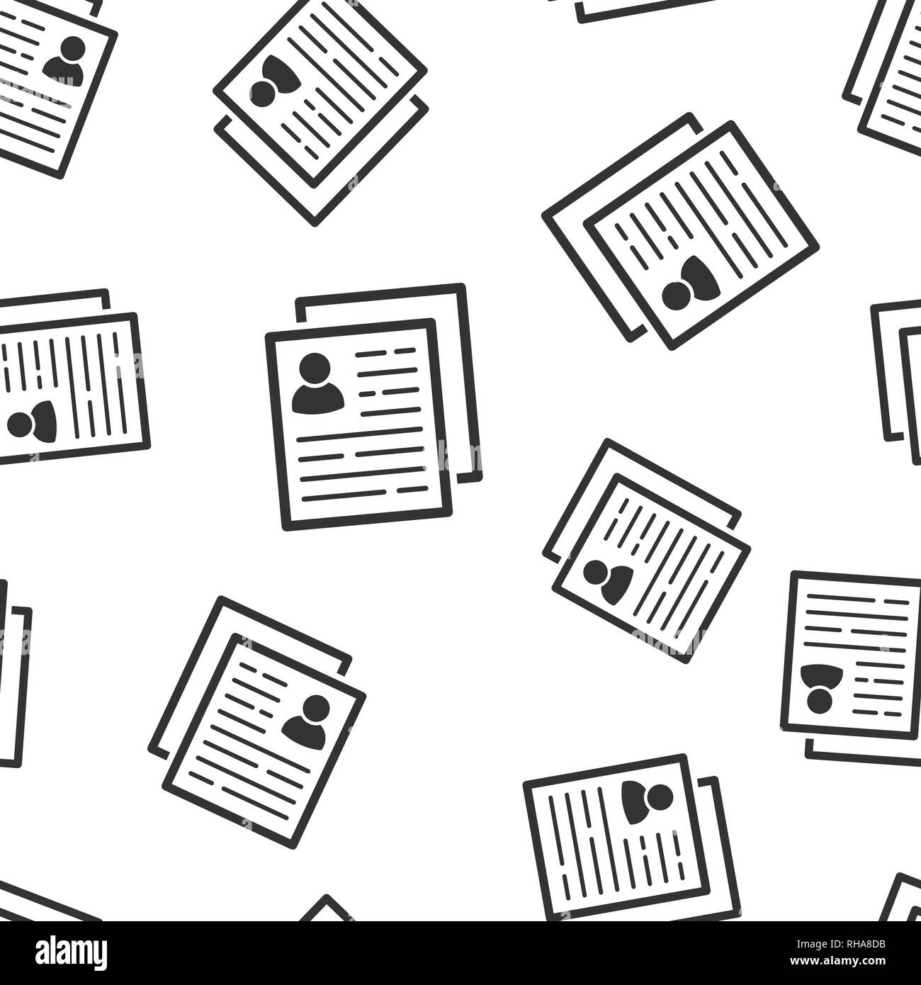 Resume icon seamless pattern background. Contract document vector ...