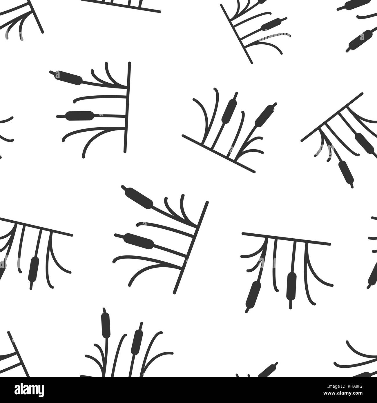 Reeds grass icon seamless pattern background. Bulrush swamp vector ...