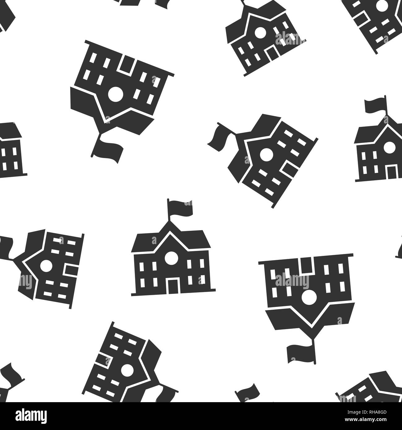 School building icon seamless pattern background. College education ...