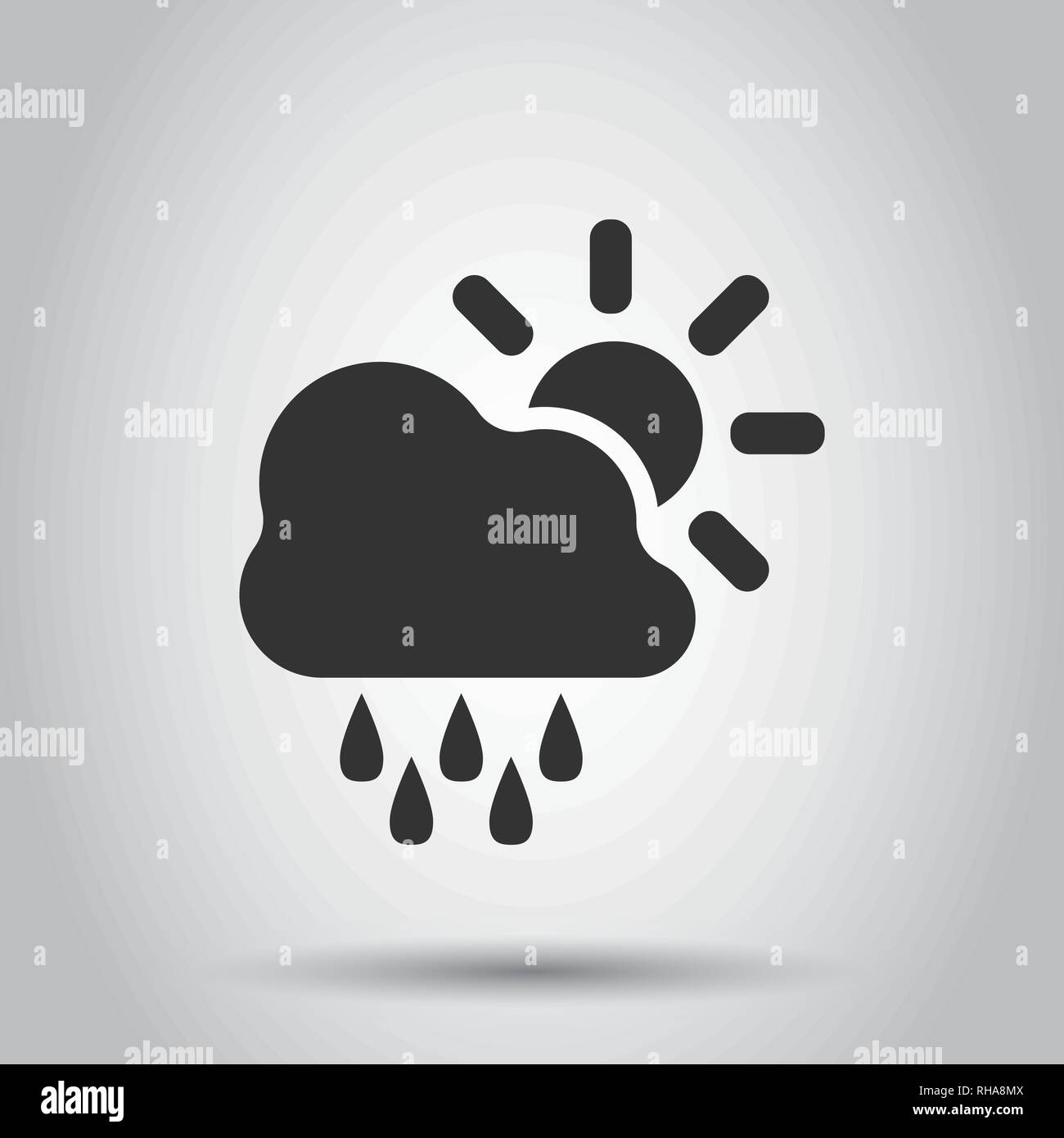 Weather forecast icon in flat style. Sun with clouds illustration on ...