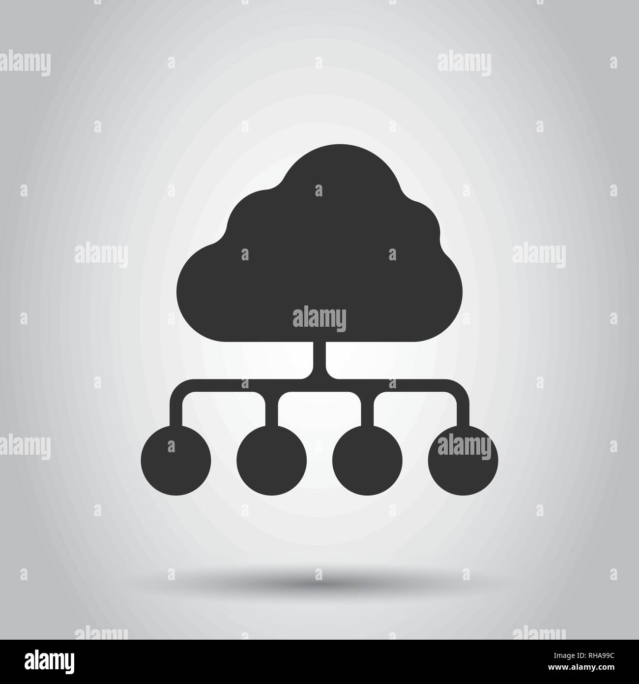 Cloud computing technology vector icon in flat style. Laptop screen on ...