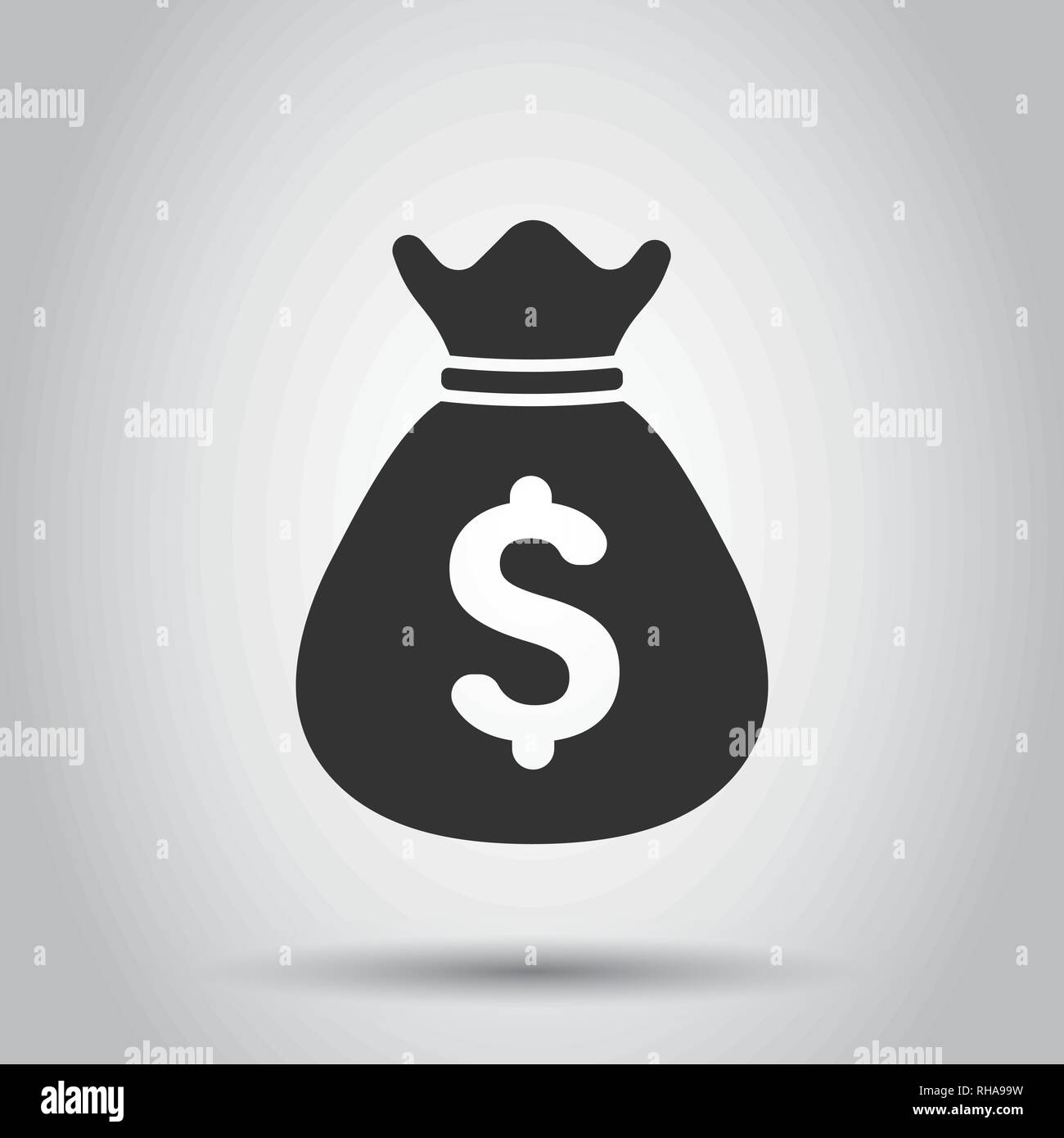 Money bag vector icon in flat style. Moneybag with dollar sign ...