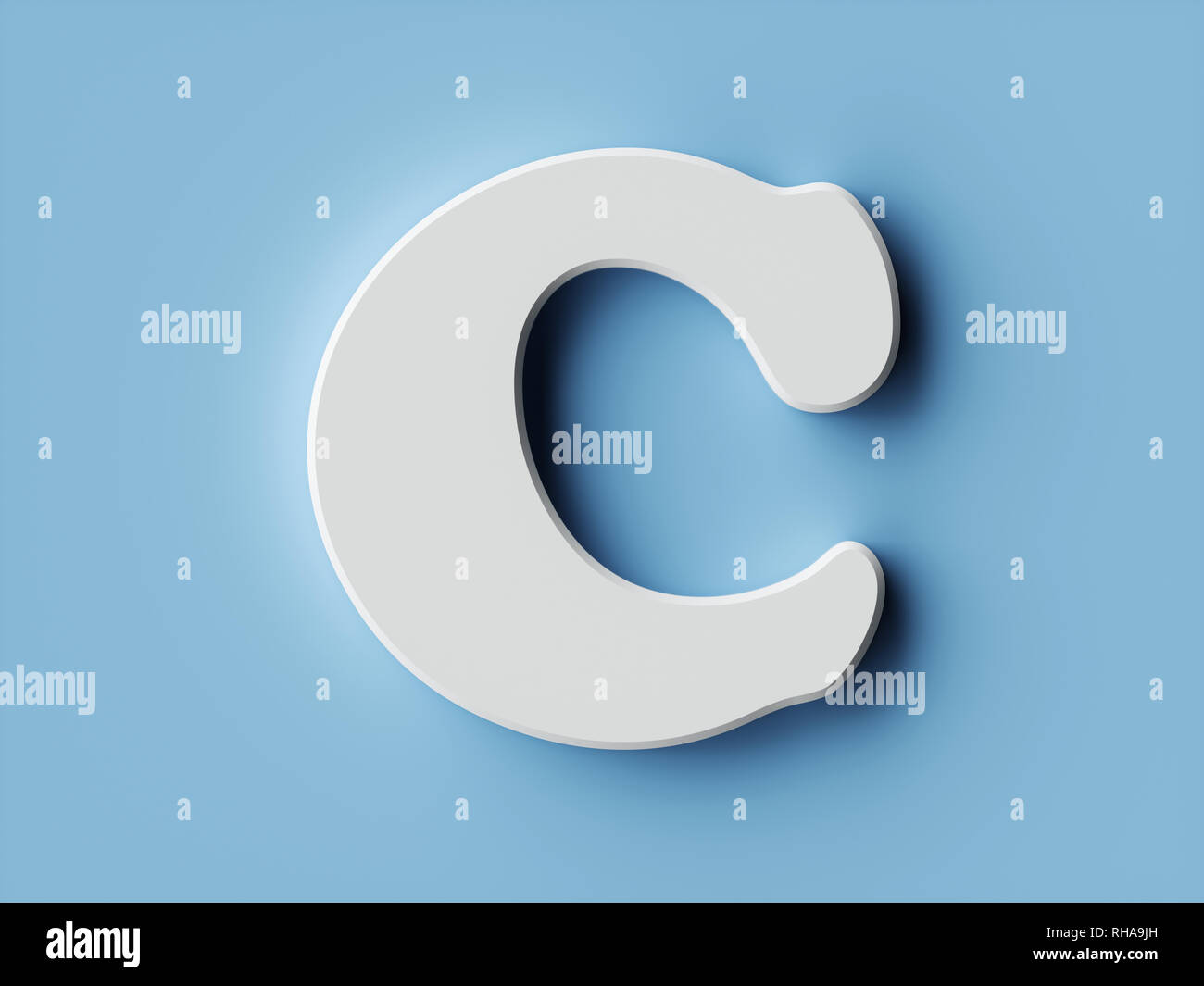 White paper letter alphabet character C font. Front view capital symbol ...