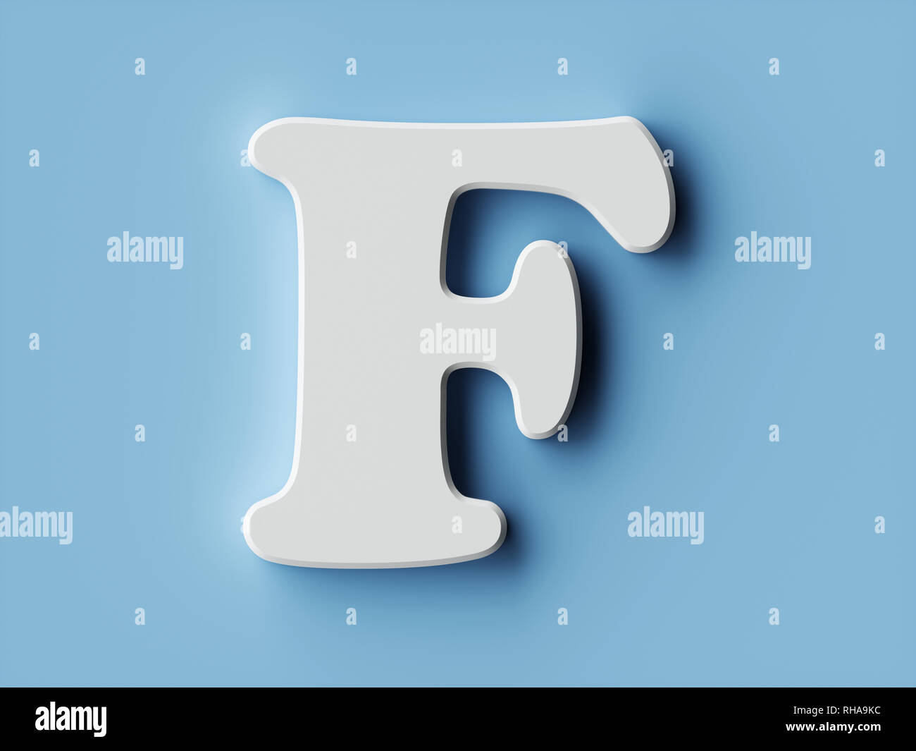 White paper letter alphabet character F font. Front view capital symbol ...