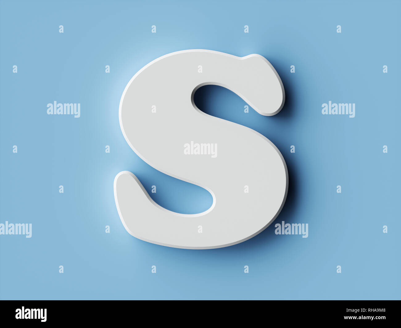 White paper letter alphabet character S font. Front view capital symbol ...
