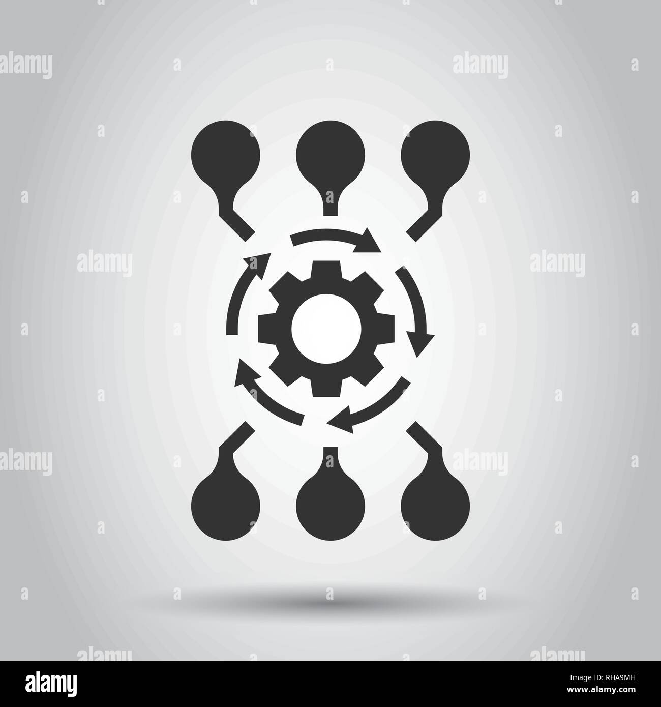 Algorithm api software vector icon in flat style. Business gear with ...