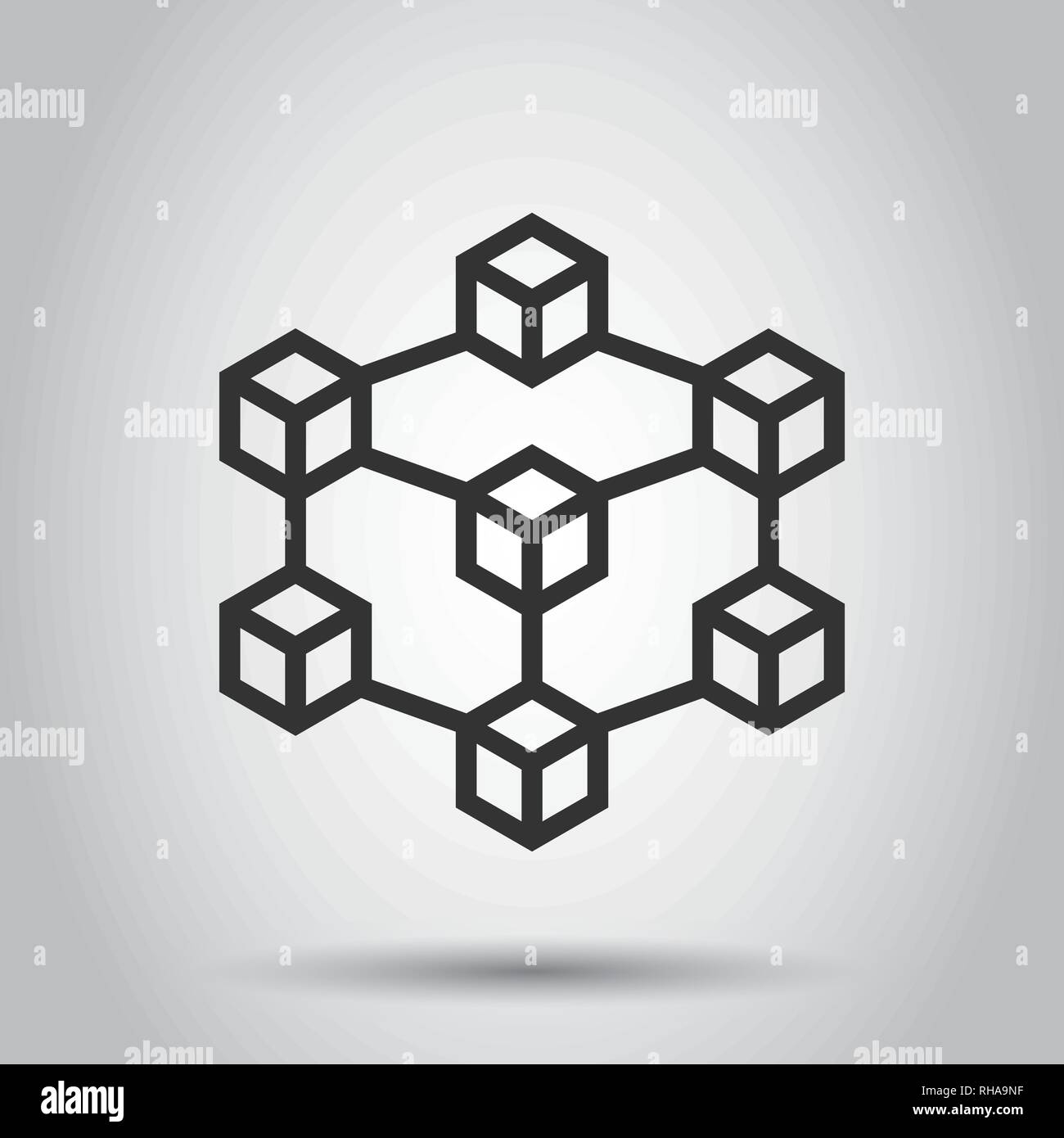 Blockchain technology vector icon in flat style. Cryptography cube ...