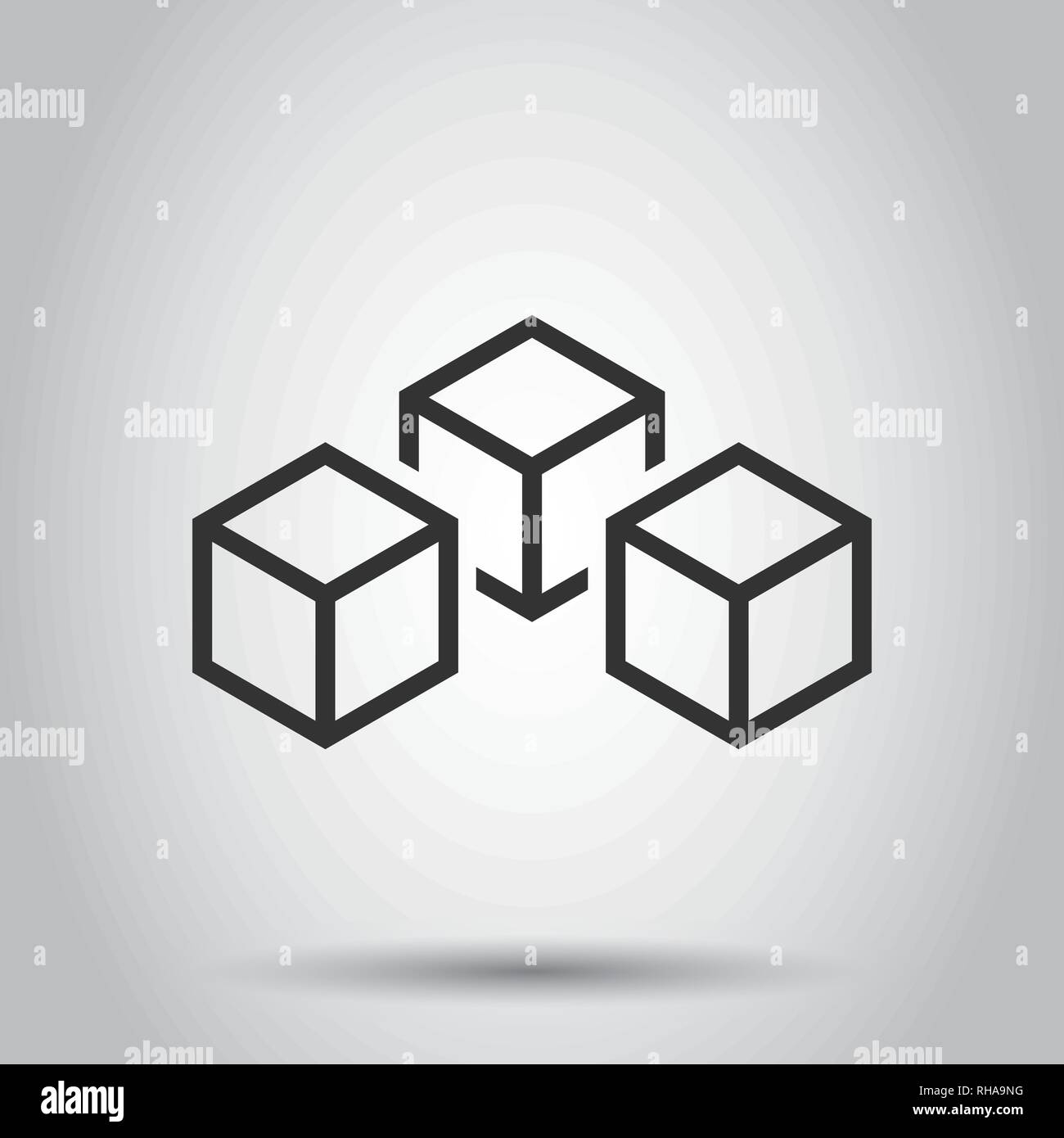 Blockchain technology vector icon in flat style. Cryptography cube ...