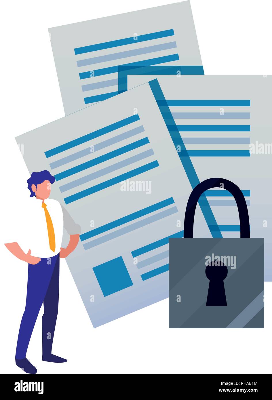authorship man contract security copyright vector illustration Stock ...