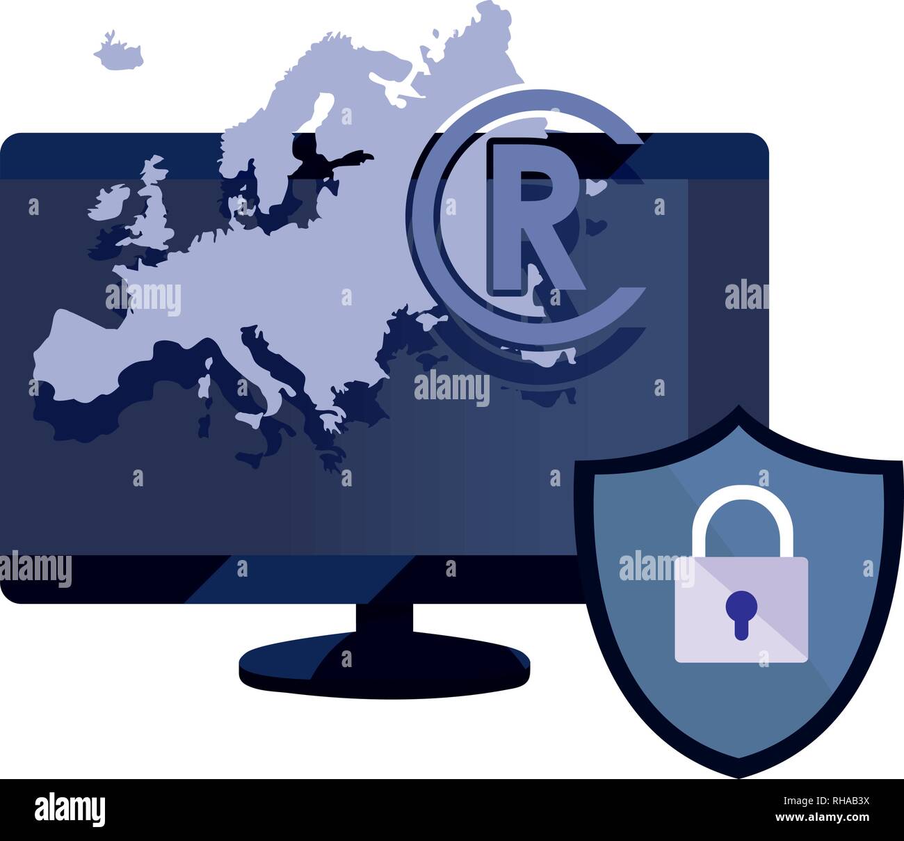 compter shield protection digital copyright vector illustration Stock ...