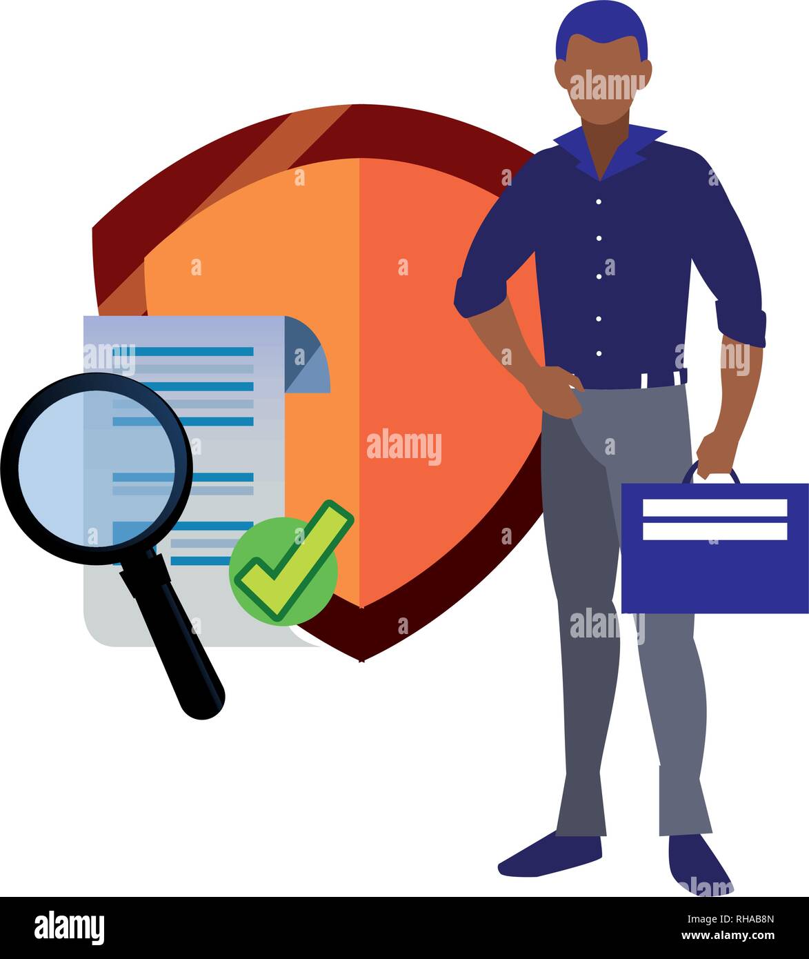 authorship man patent check mark analysis copyright vector illustration ...