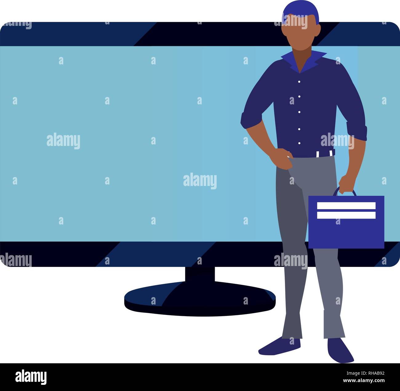 businessman computer data digital copyright vector illustration Stock ...