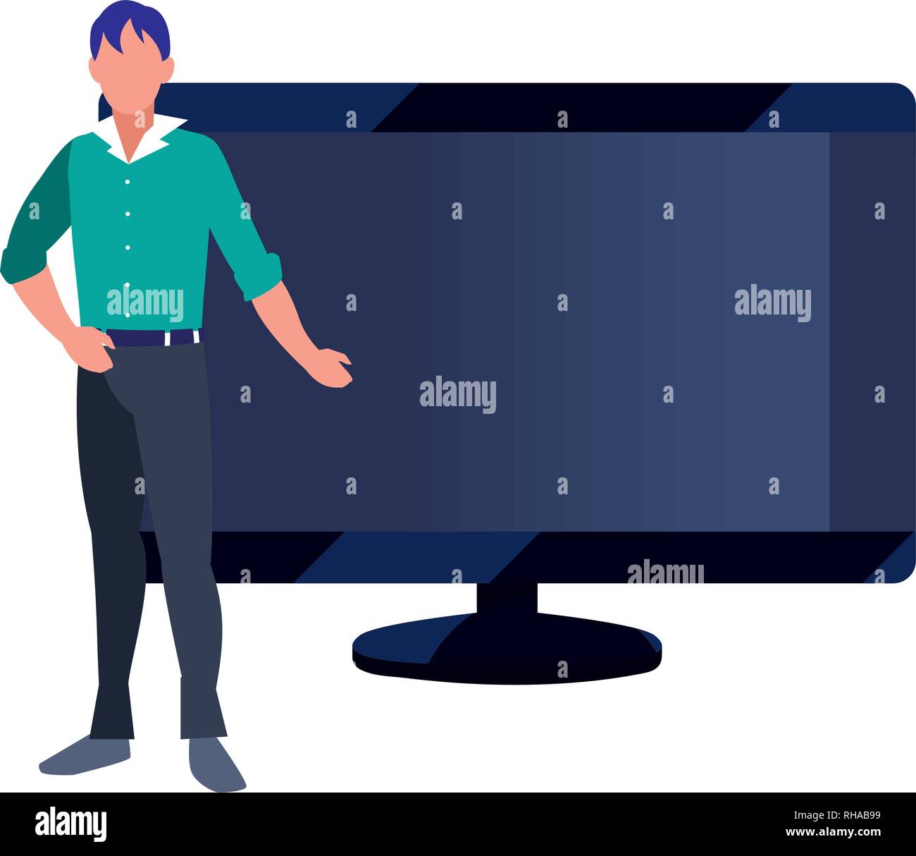 businessman computer data digital copyright vector illustration Stock ...