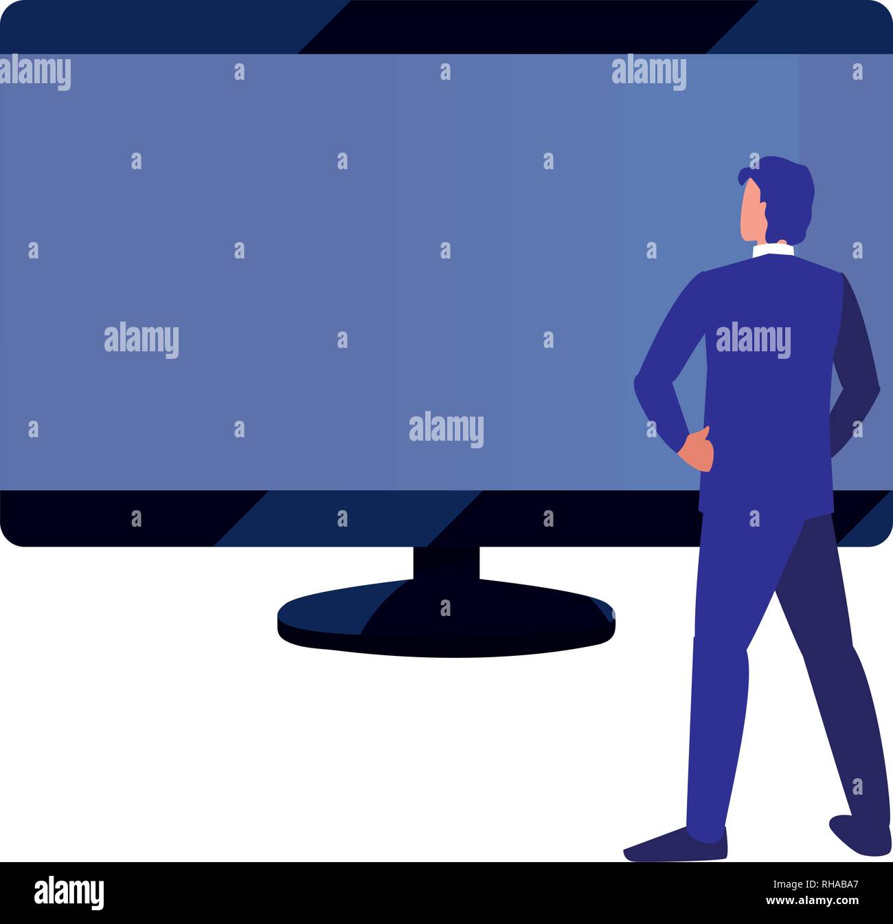 businessman computer data digital copyright vector illustration Stock ...