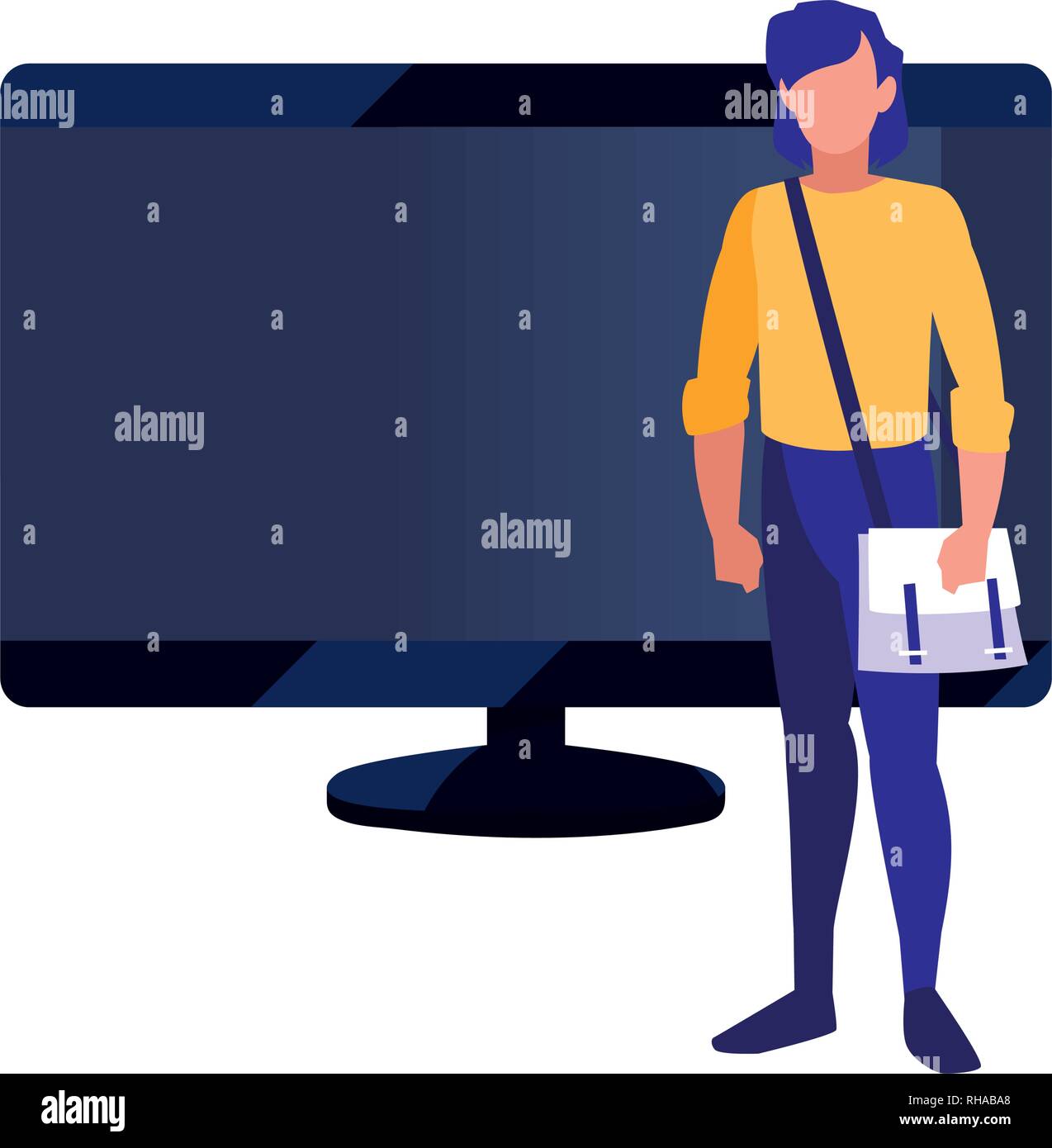 businessman computer data digital copyright vector illustration Stock ...