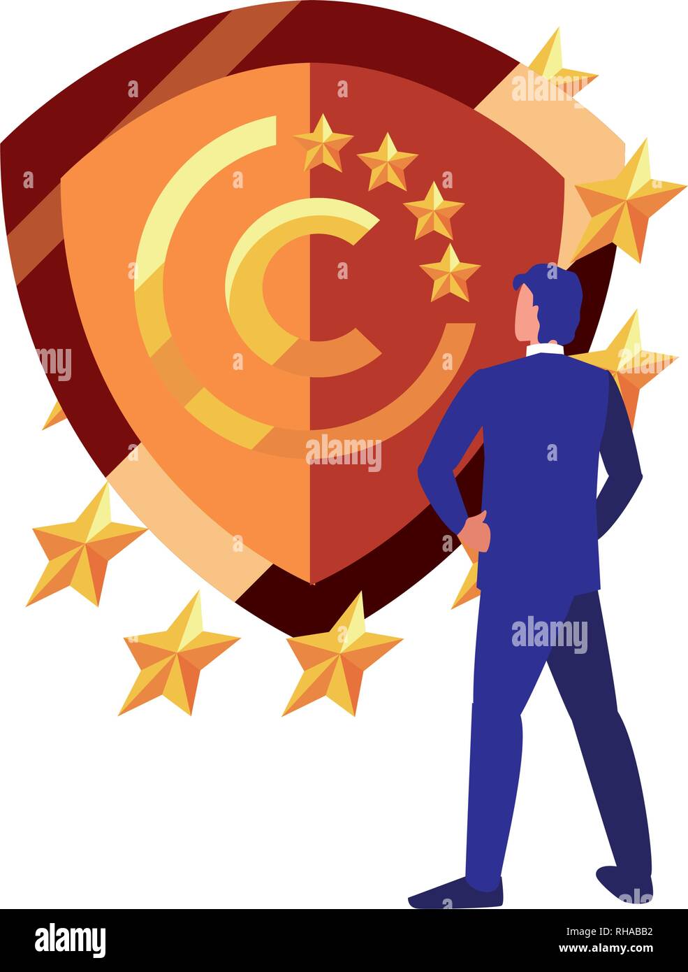 businessman shield protection copyright of intellectual vector ...