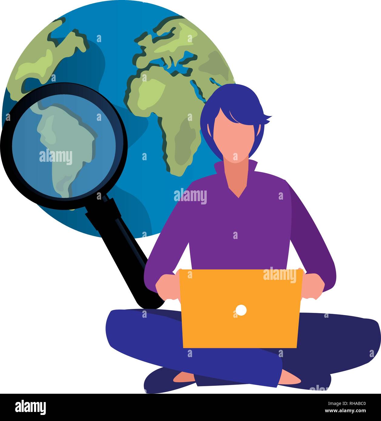 authorship man analysis digital copyright vector illustration Stock ...