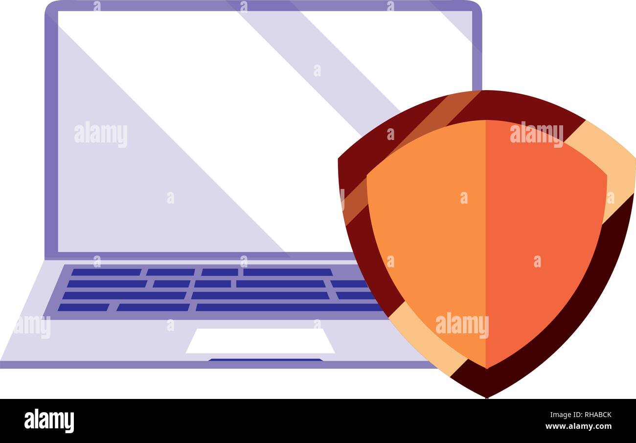 laptop digital shield protection copyright vector illustration Stock ...