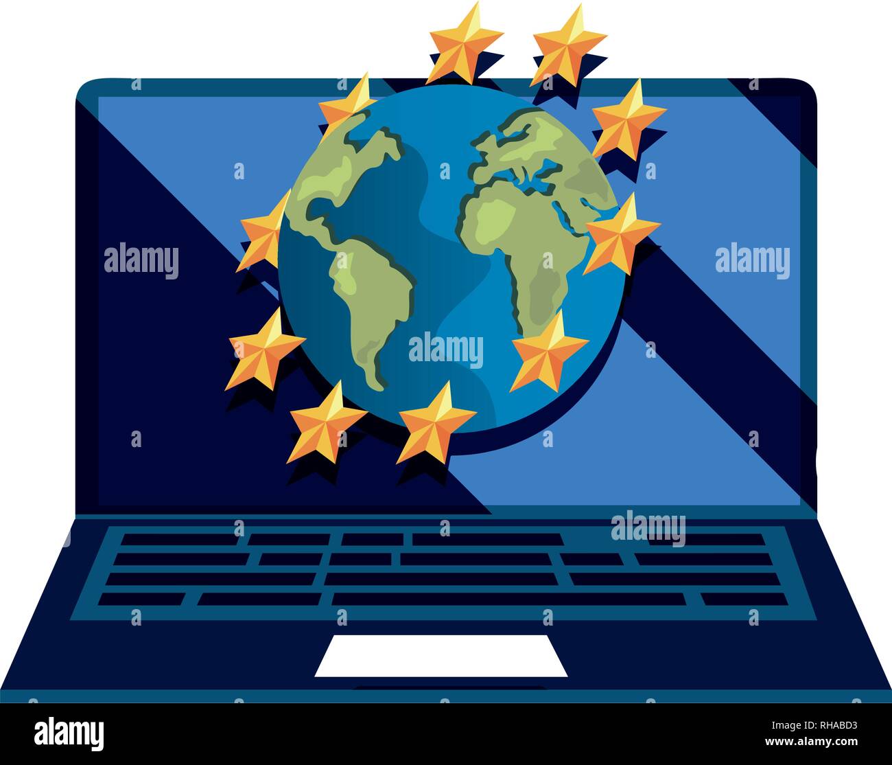 world laptop device digital copyright vector illustration Stock Vector ...