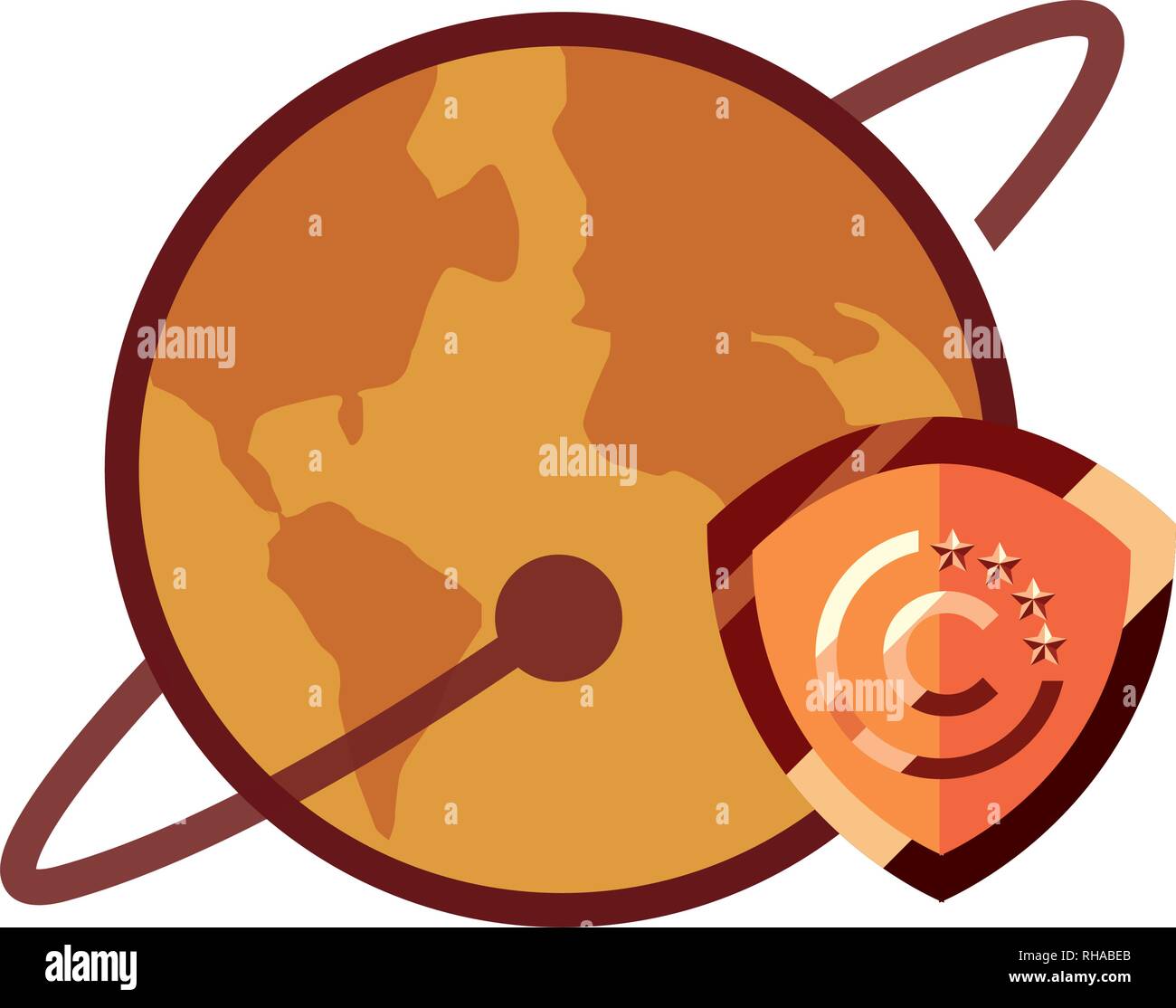 world shield protrection digital copyright vector illustration Stock ...