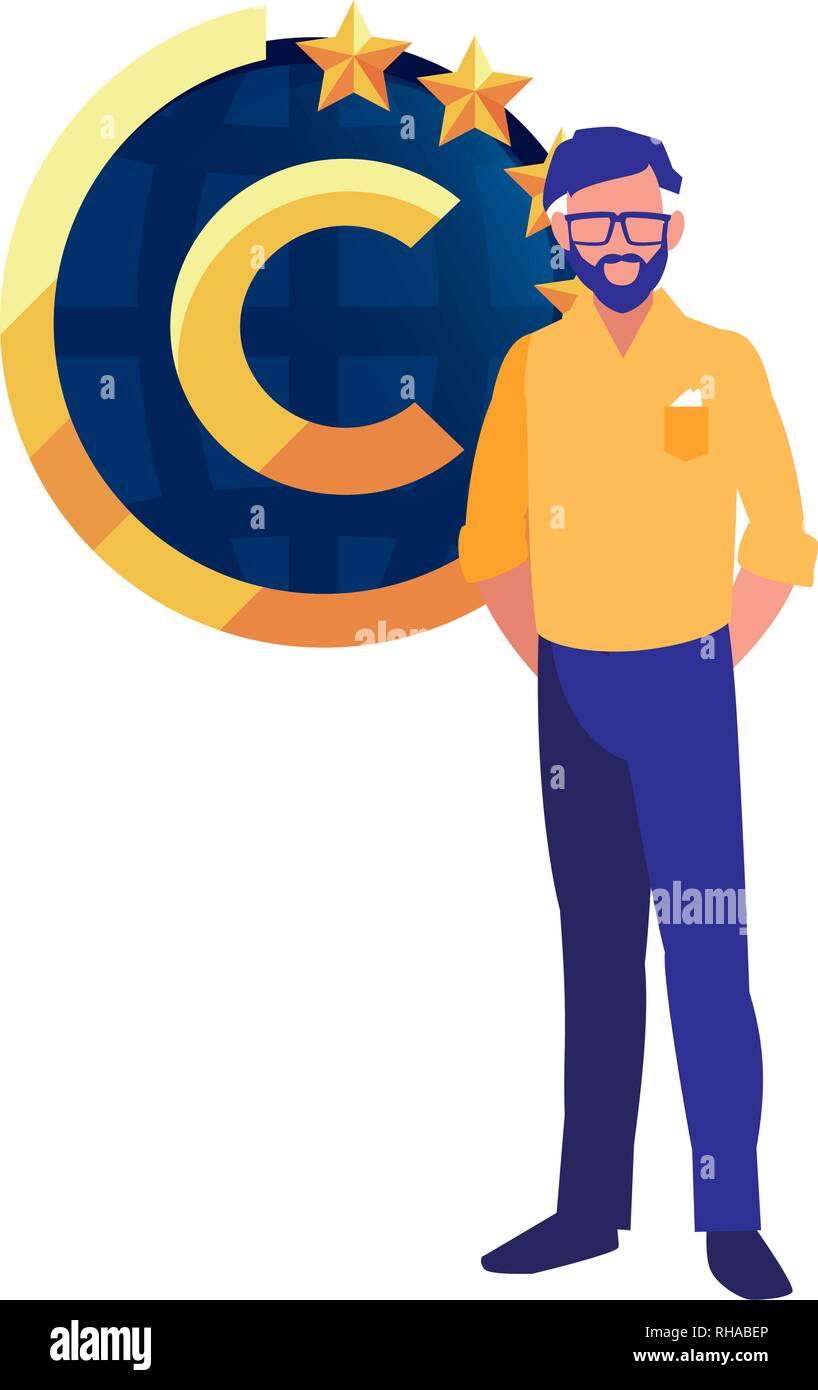 business man digital copyright property vector illustration Stock ...