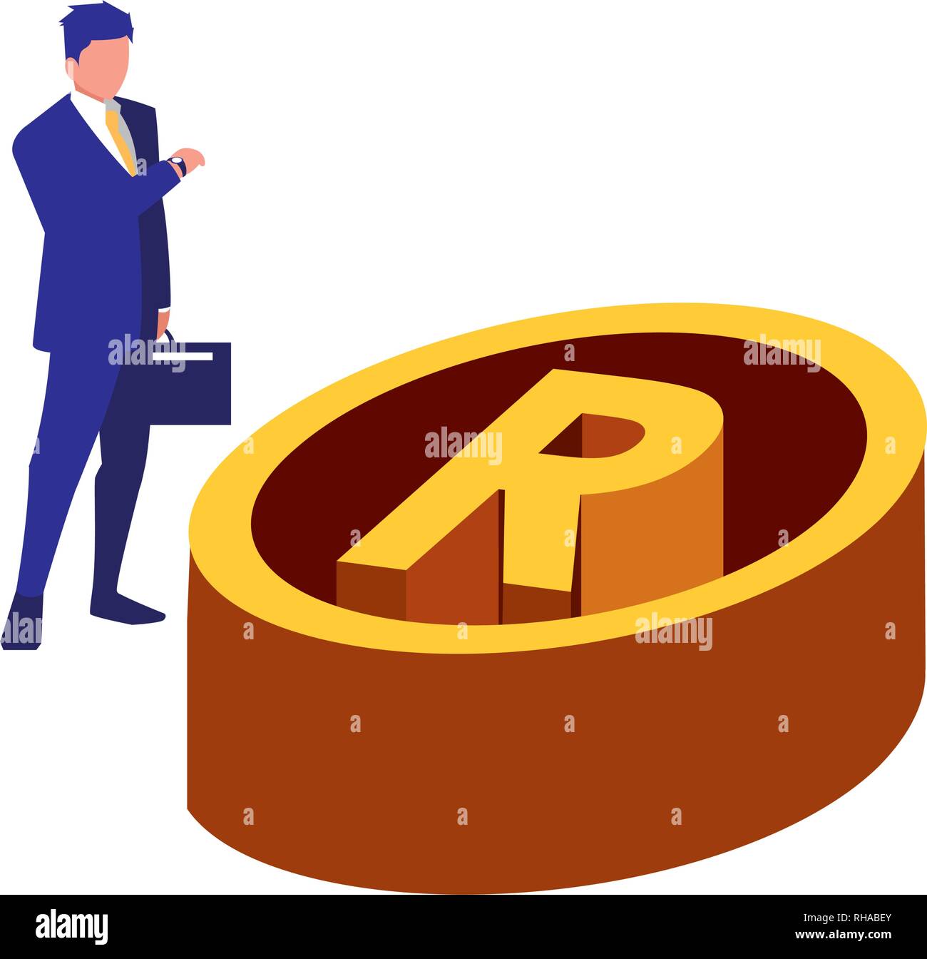 business man registered digital copyright sign vector illustration ...