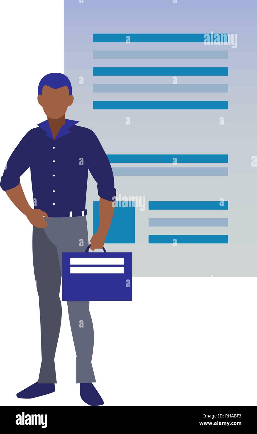 business man with portfolio digital copyright vector illustration Stock ...