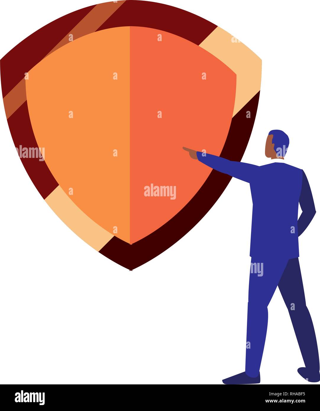 business man world shield protection copyright vector illustration ...
