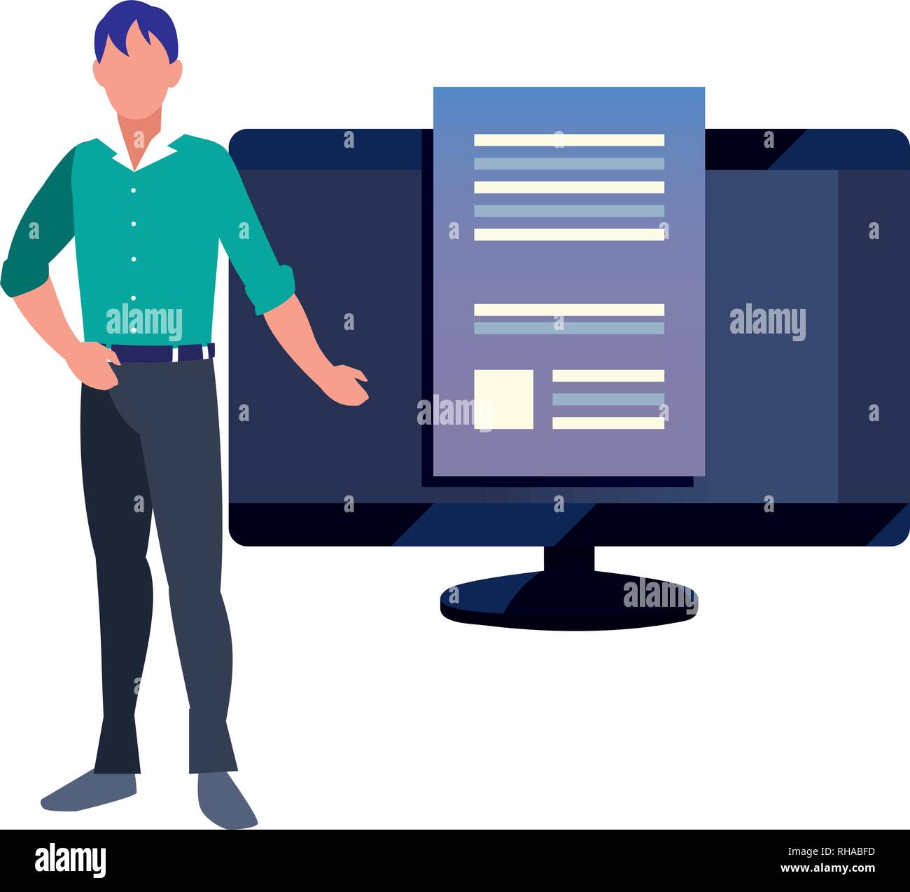 business man computer digital copyright vector illustration Stock ...