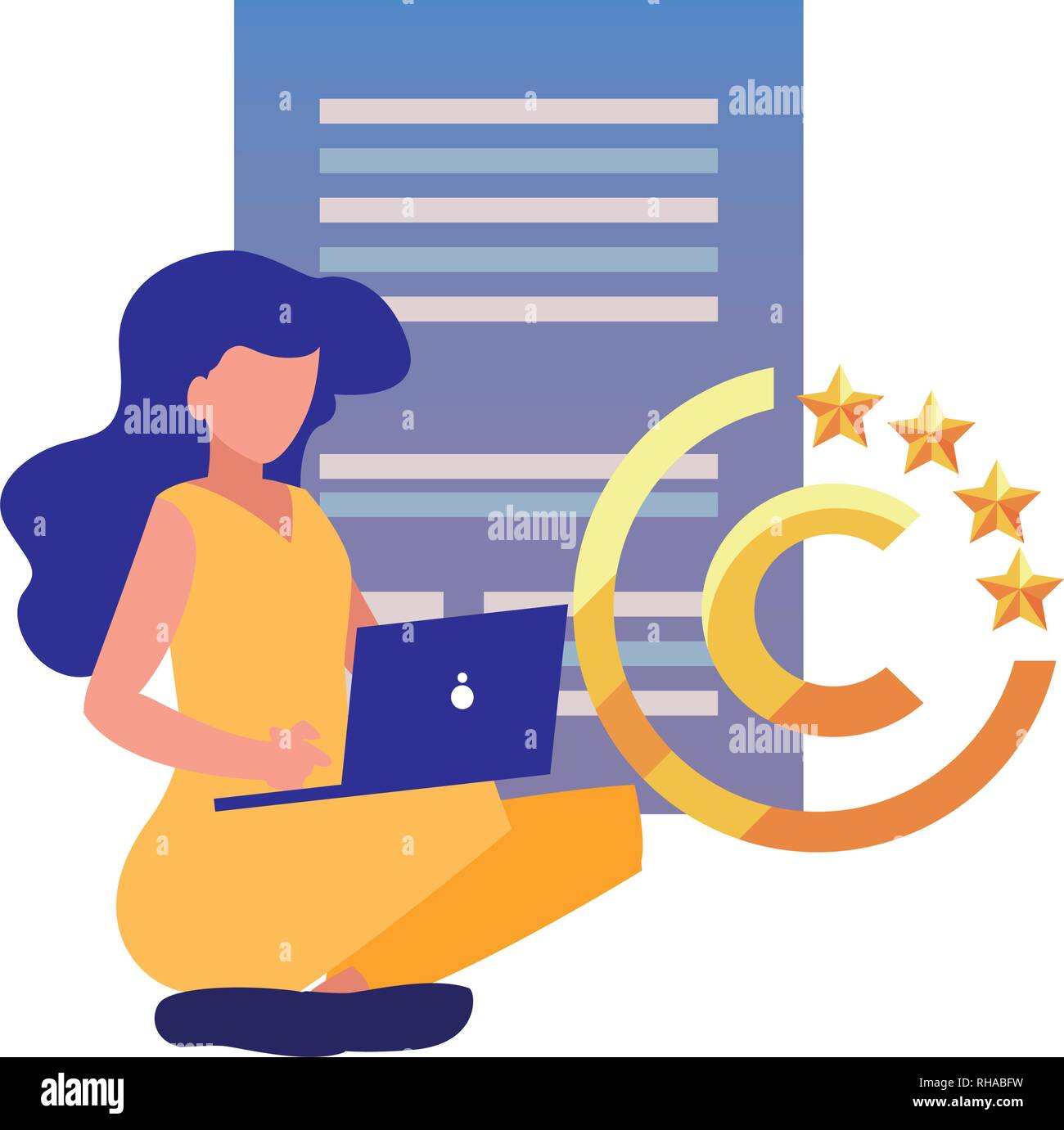 woman with laptop digital copyright vector illustration Stock Vector ...