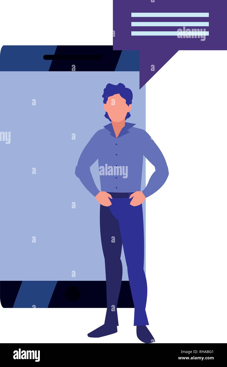 man message mobile digital copyright vector illustration Stock Vector ...