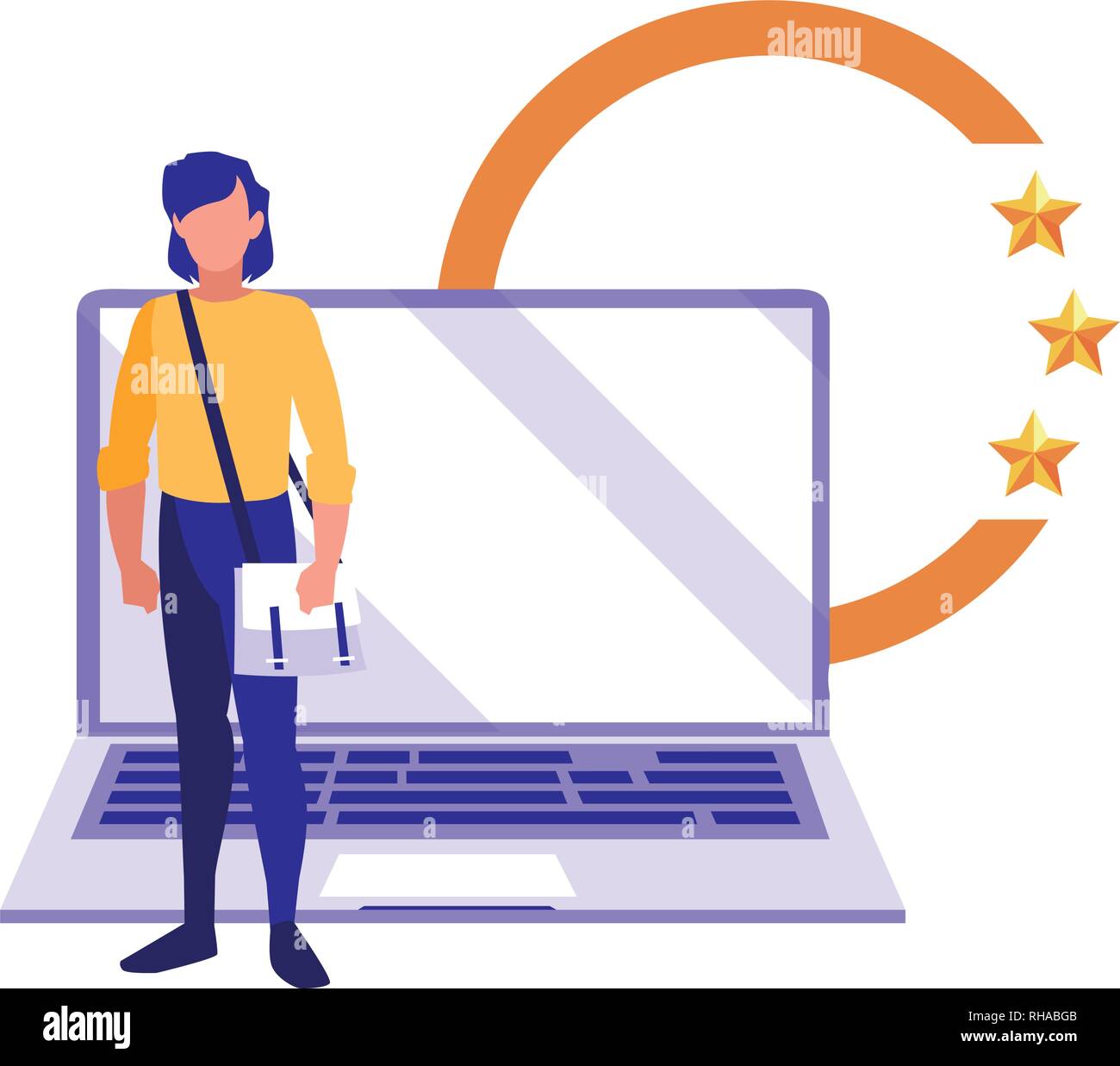 woman laptop digital copyright sign vector illustration Stock Vector ...