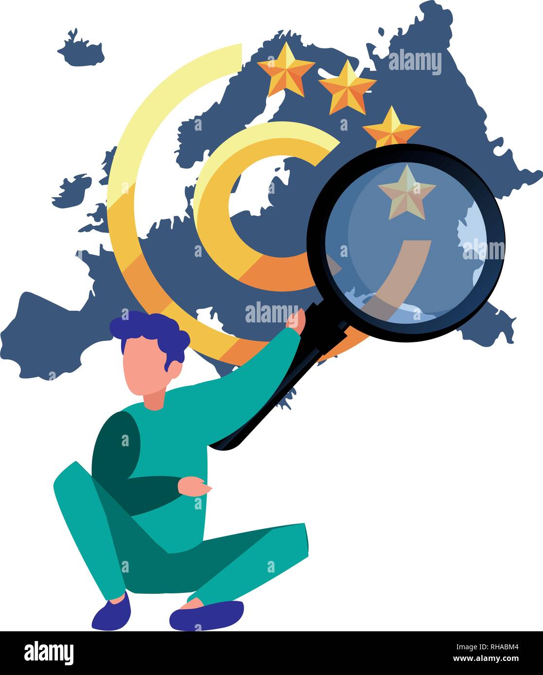 man european union analysis digital copyright vector illustration Stock ...
