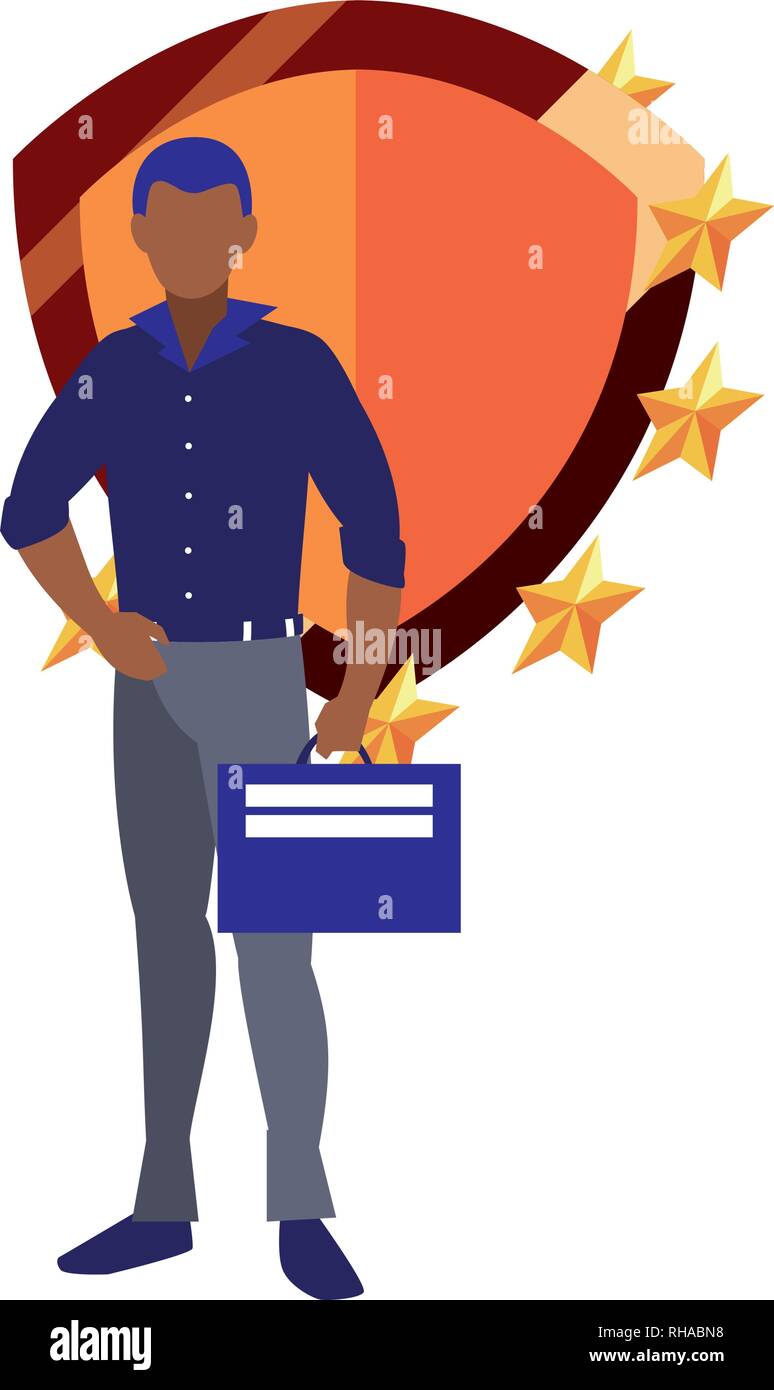 businessman shield protection digital copyright vector illustration ...