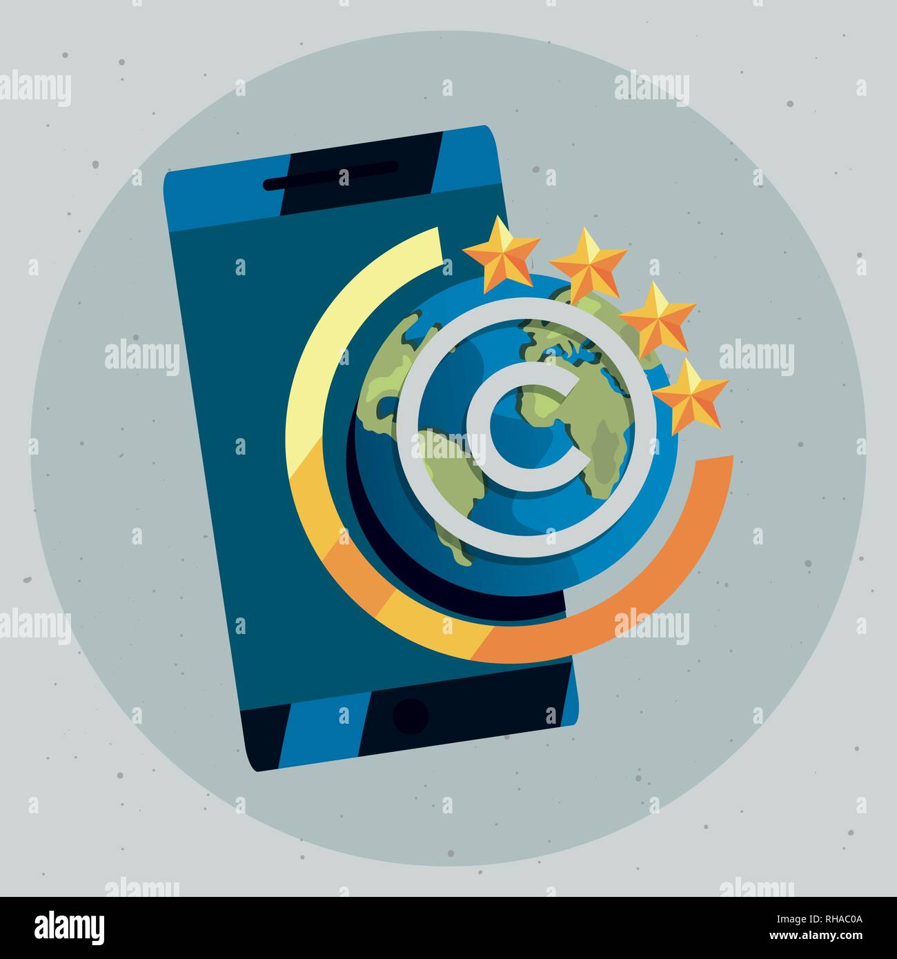 copyright smartphone device technology sign vector illustration Stock ...