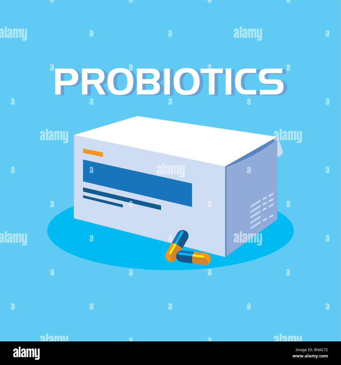 box of capsules medicines probiotics vector illustration design Stock ...